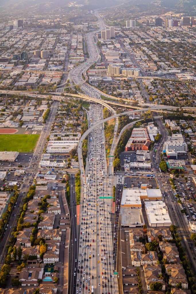 I-405 and I-10 Interchange Freeway, Los Angeles, California Aerial ...
